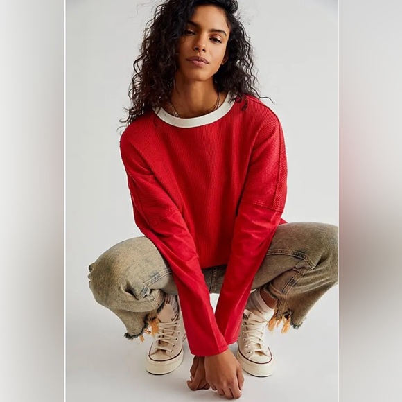 Free People | Tops | Nwot We The Free Jayson Ringer Thermal Long Sleeve ...